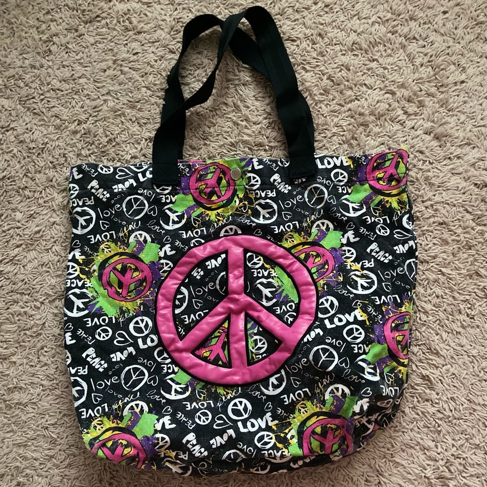 Y2k Peace Sign Tote Bag - Gem